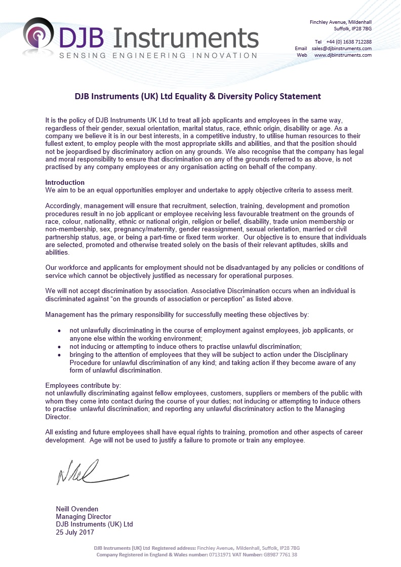 Equality & Diversity Policy Statement